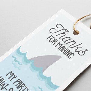 Shark Birthday Party Favor Tag // Favors, Shark Theme, Jars, Birthday ...
