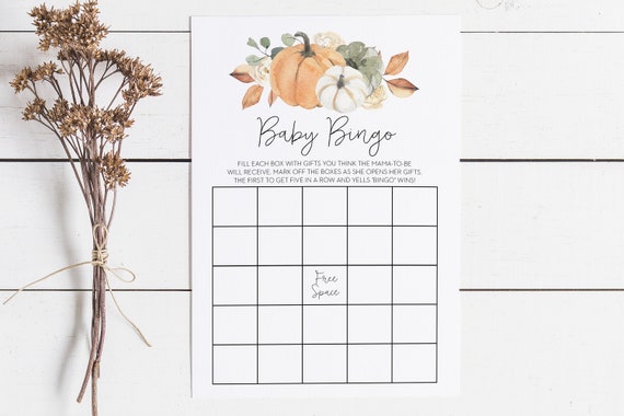 Baby bingo game // fall autumn floral baby shower fall | Etsy
