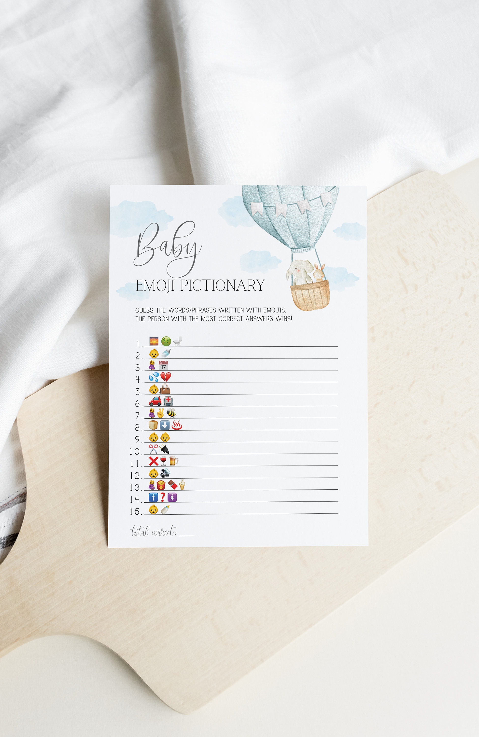 Bebé emoji juego pictionary // globo de aire caliente baby | Etsy