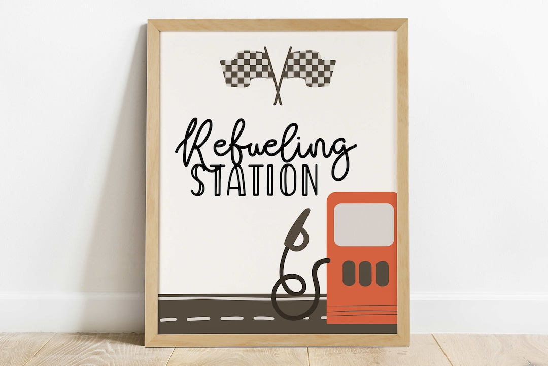 Refueling Station Sign // Vintage Race Car Birthday Party, Car Theme ...