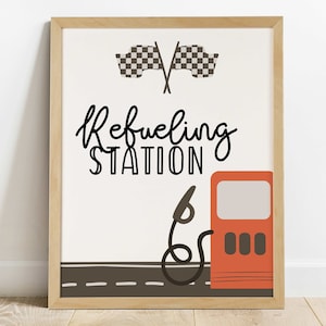 Refueling Station Sign // Vintage Race Car Birthday Party, Car Theme ...