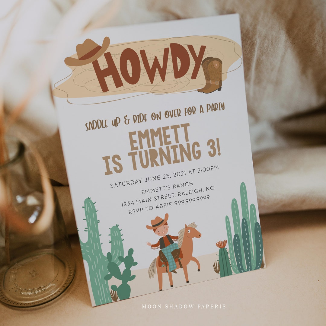 Cowboy Birthday Party Invitation // Boy Birthday Party, Western Party ...