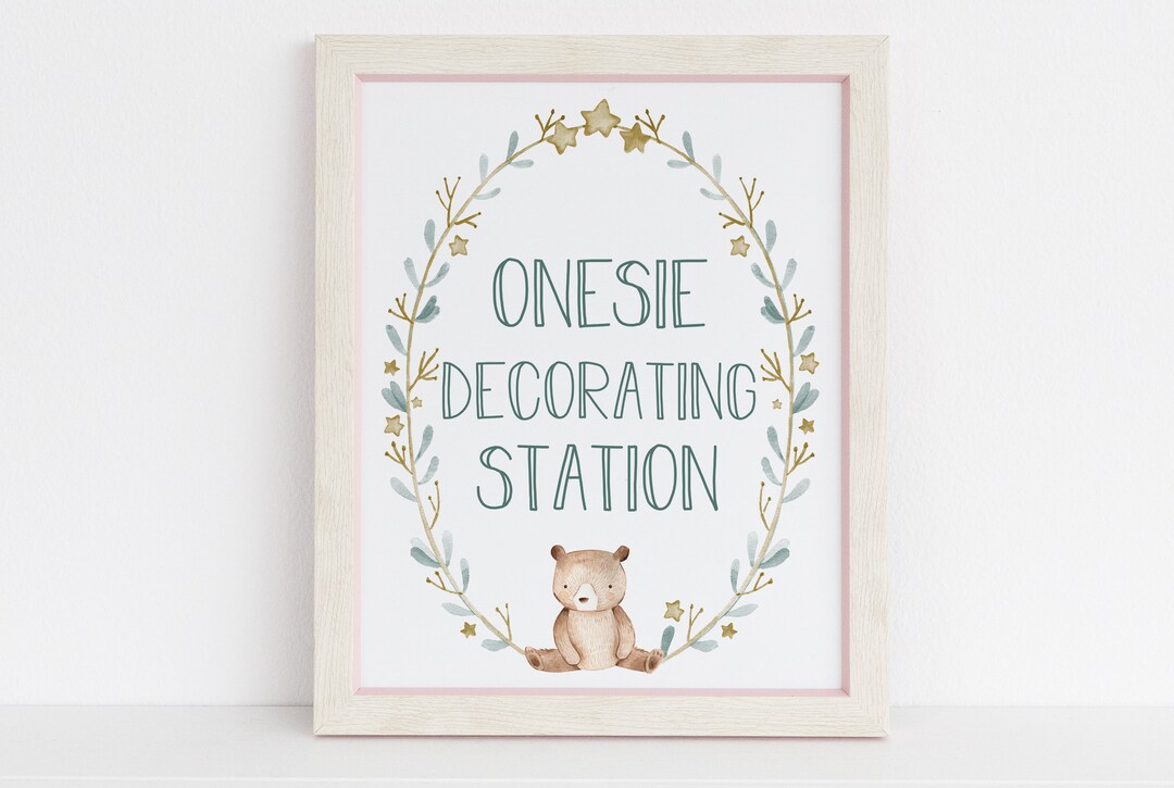 Onesie Decorating Station Sign // Bear Baby Shower Woodland - Etsy