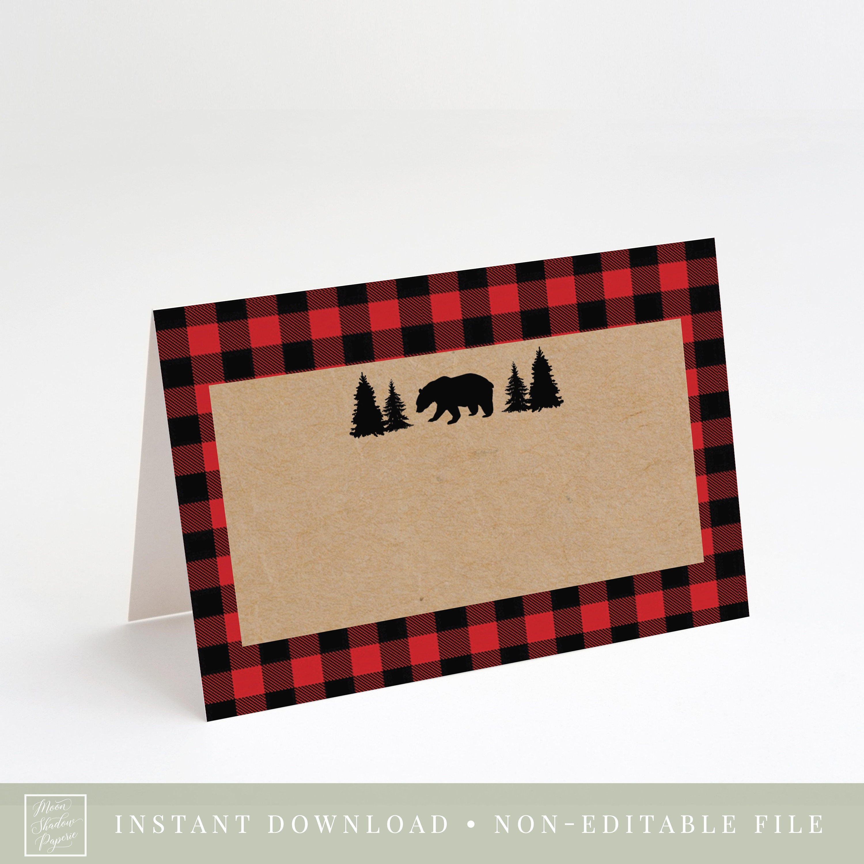 Diy Food Label Cards Table Tent Place Cards // Lumberjack - Etsy