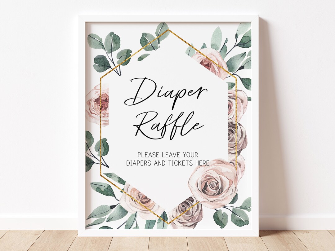 Diaper Raffle Sign // Baby Shower Sign Watercolor Floral - Etsy