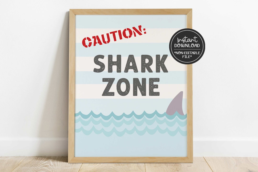 Shark Zone Sign // Shark Birthday Party, Shark Theme, Birthday Boy ...