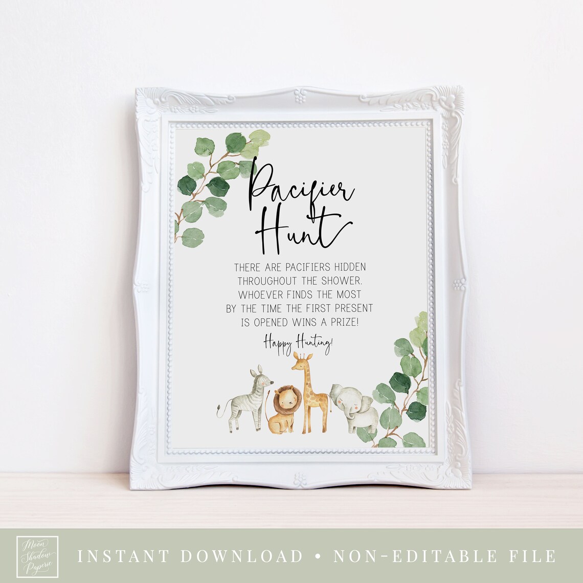Pacifier Hunt Sign // Jungle Baby Shower Jungle Animals - Etsy