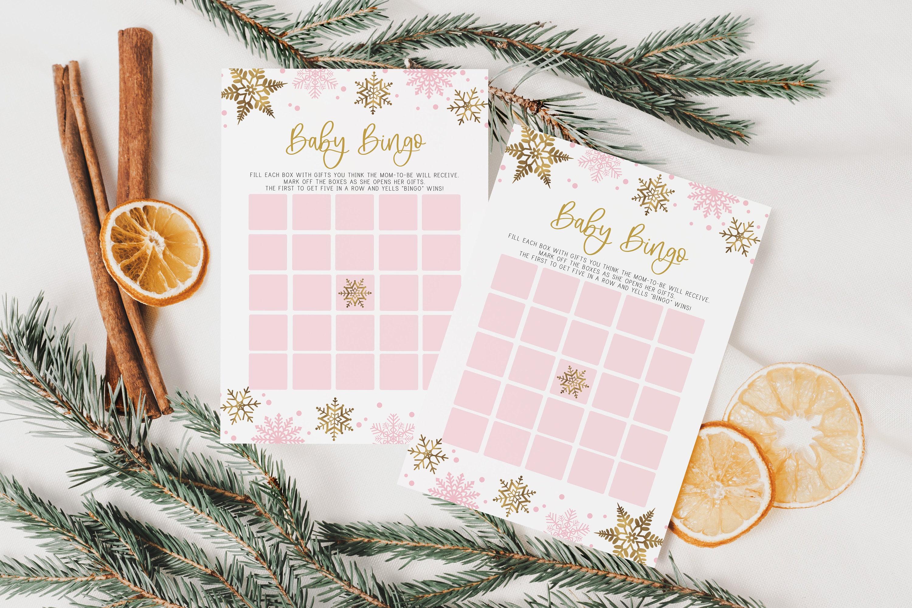 Baby Bingo Game // Winter Baby Shower Snowflake Blush Pink - Etsy