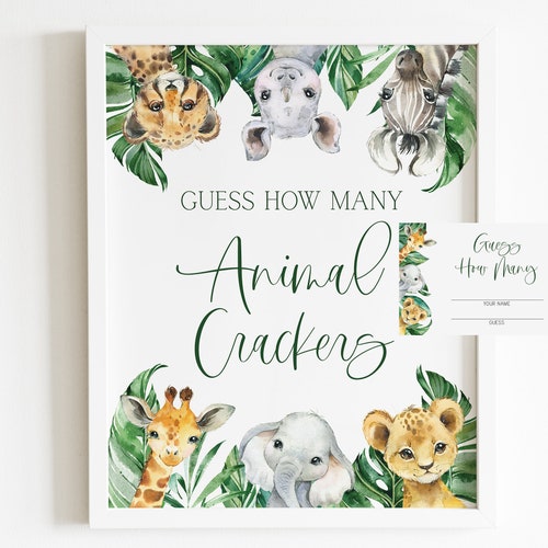 PRINTABLE Jungle Baby Shower Guess How Many Animal Crackers - Etsy