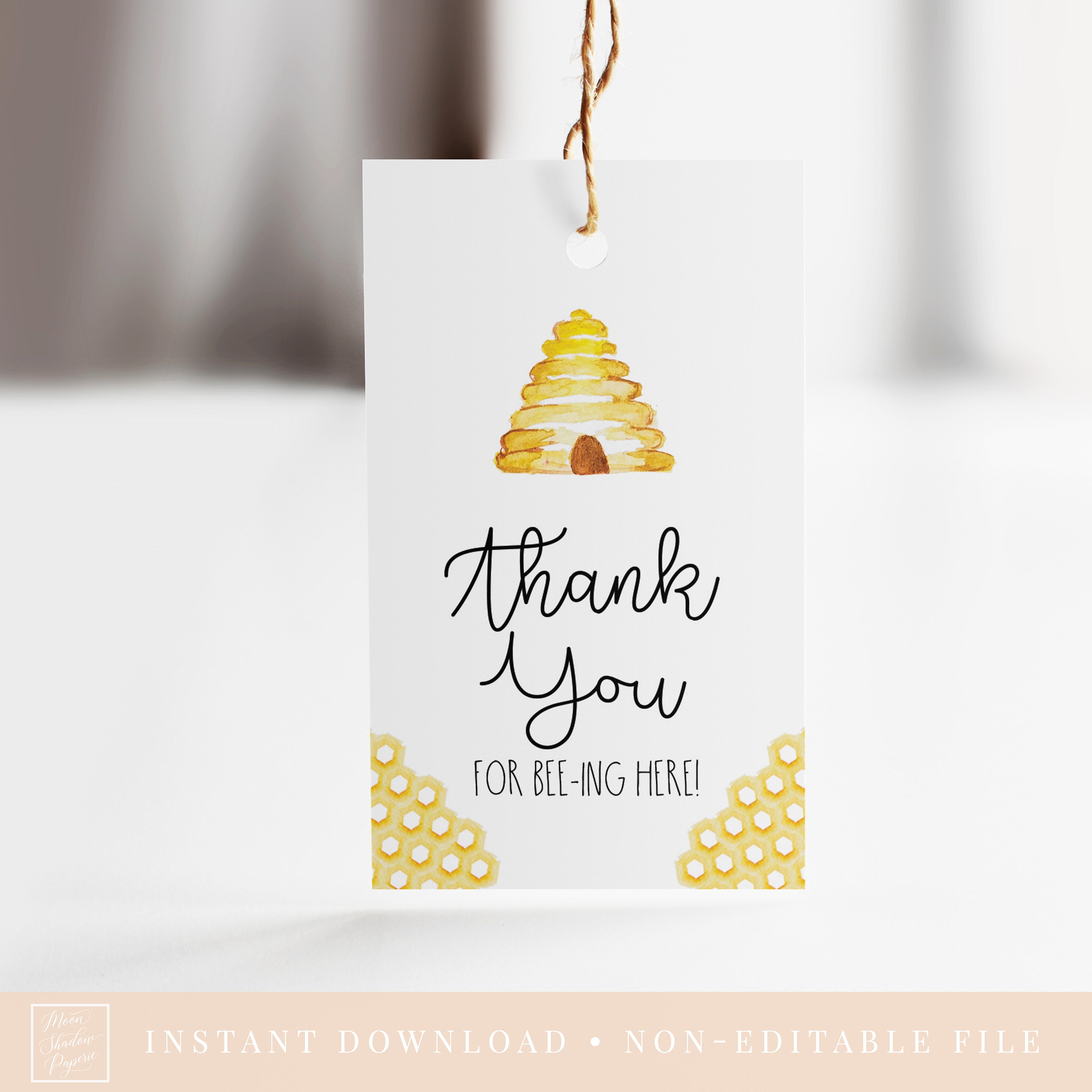 Bee Baby Shower Favor Tag Thank You for Bee-ing Here // Bee Baby Shower ...