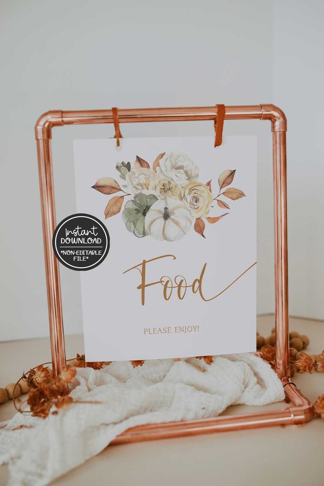 Printable Food Sign // Fall Baby Shower, Pumpkin, Fall Floral, Gender ...
