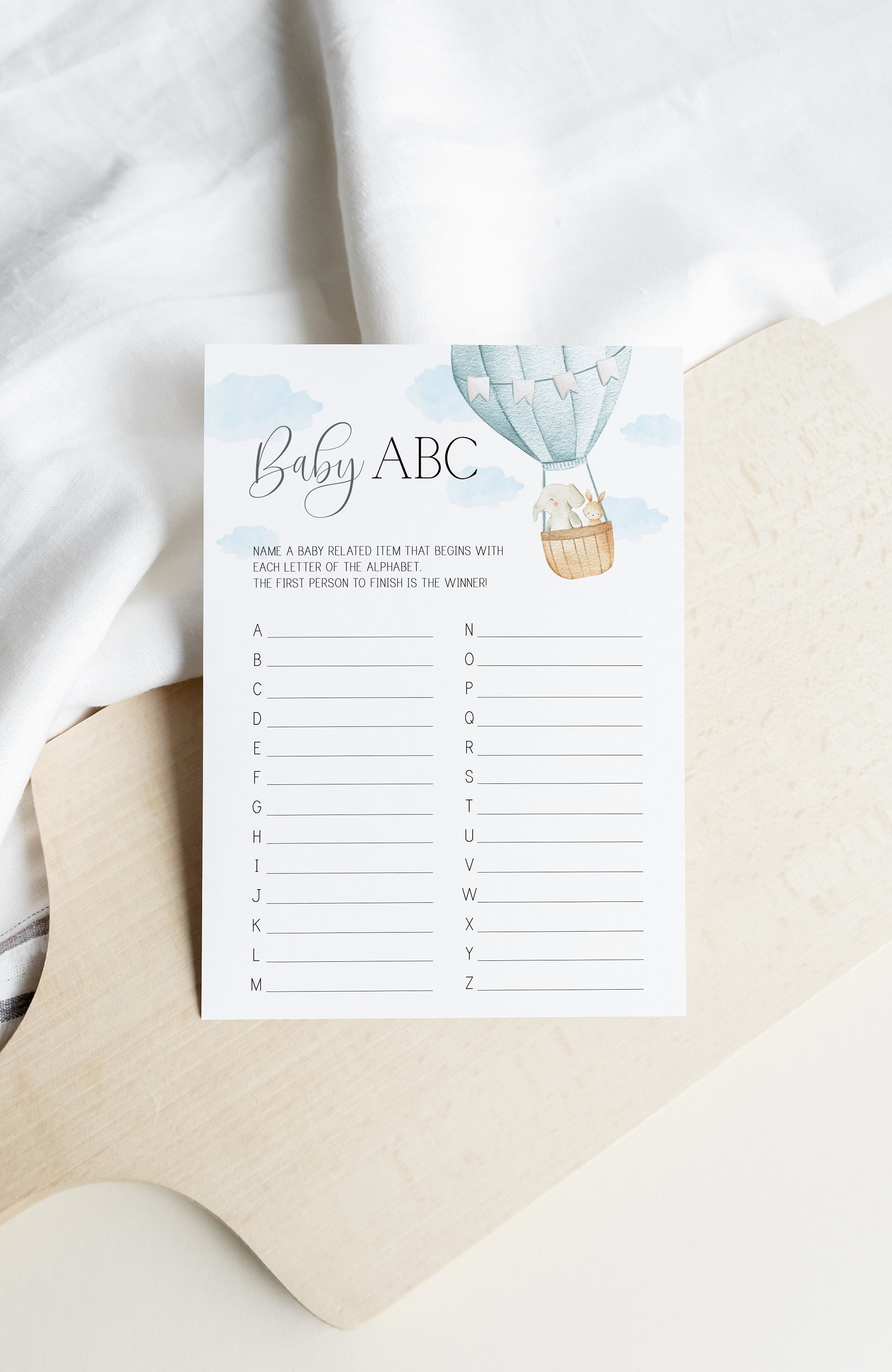 Baby Abc Game // Hot Air Balloon Baby Shower, up up and Away, Adventure ...