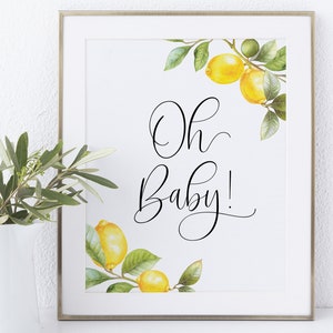Oh baby sign // lemon baby shower lemons citrus lemon | Etsy