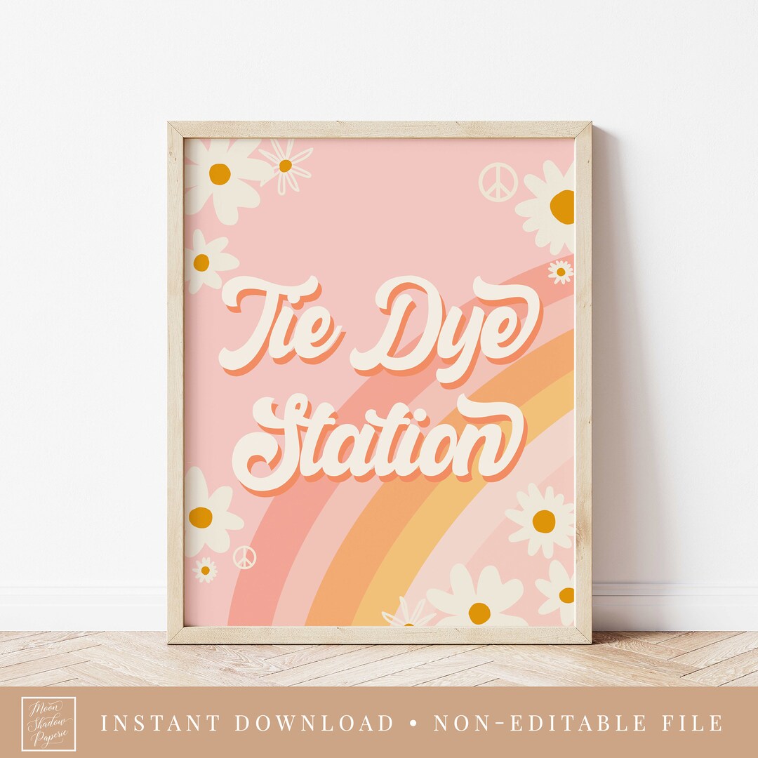 Tie Dye Station Sign // Groovy Birthday Party Two Groovy - Etsy