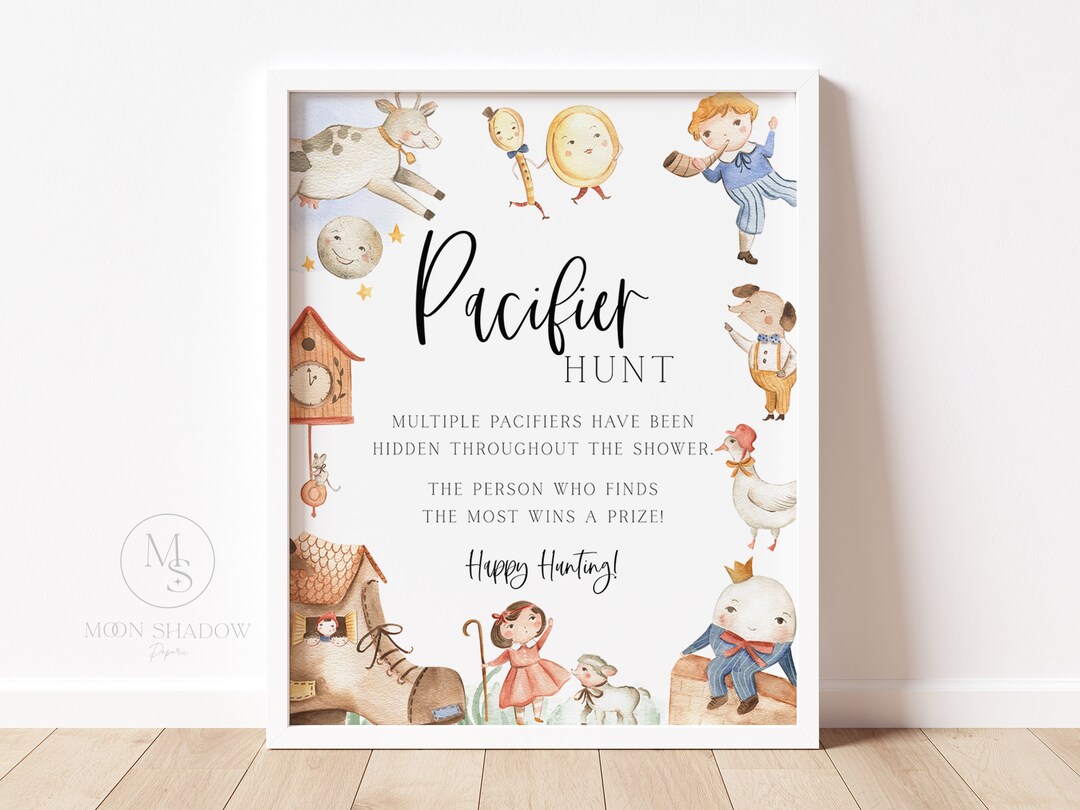 Pacifier Hunt Sign // Nursery Rhyme Baby Shower Gender - Etsy