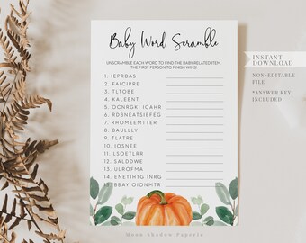 Watercolor Pumpkin Word Scramble Game Printable Instant - Etsy