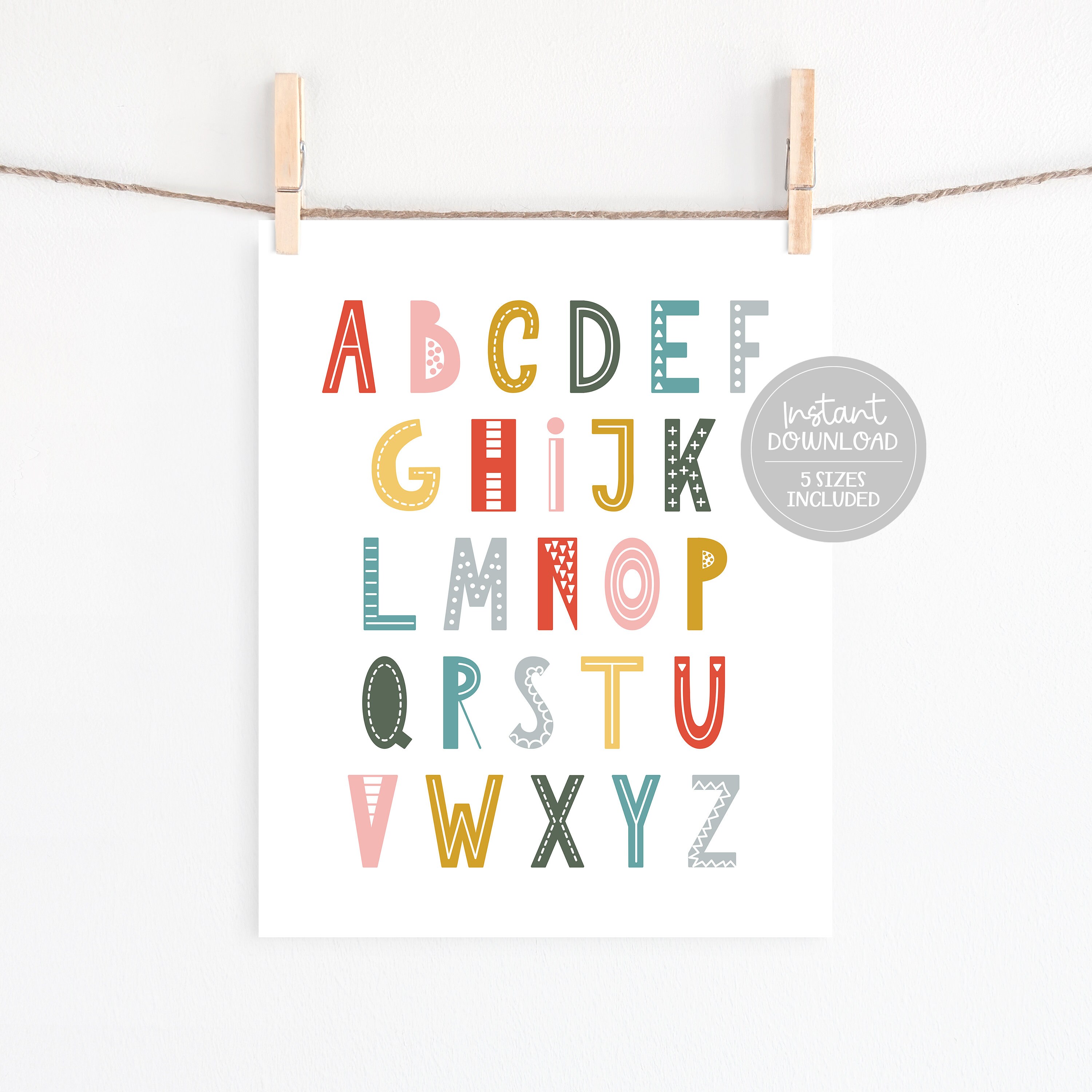 Alphabet Abc Nursery Wall Print // Printable Kids Wall Art, Wall Print ...