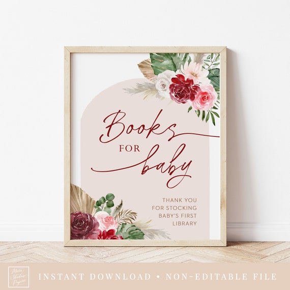 Printable Books for Baby Sign // Bohemian Baby Shower Boho | Etsy