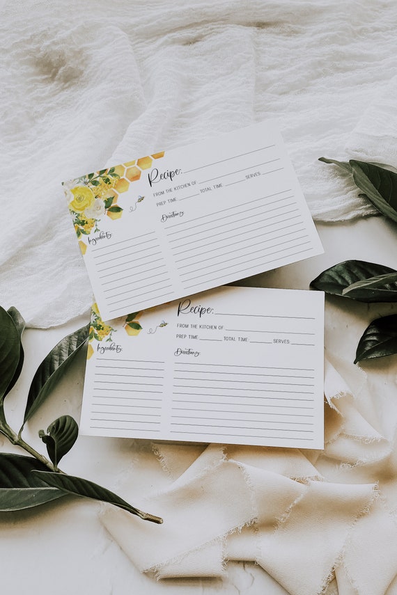 Bee recipe card // bee bridal shower wedding shower bee | Etsy
