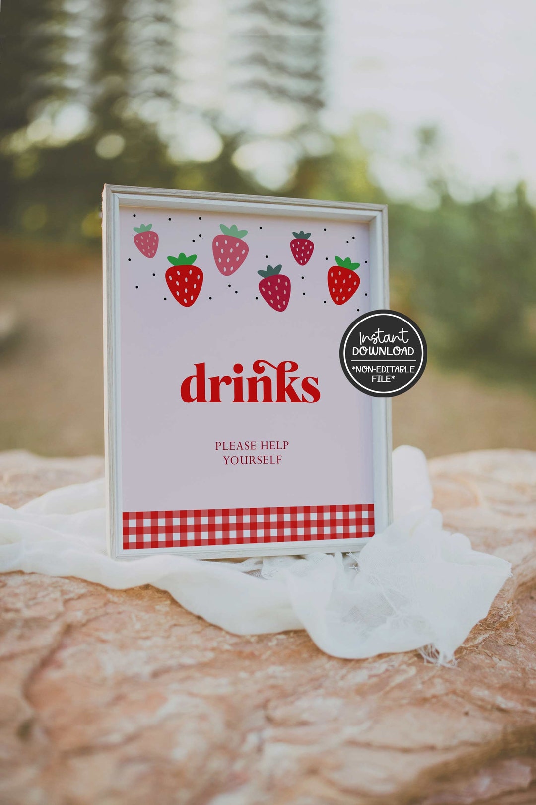 Printable Drinks Sign // Strawberry Baby Shower, Berry, Birthday, Baby ...