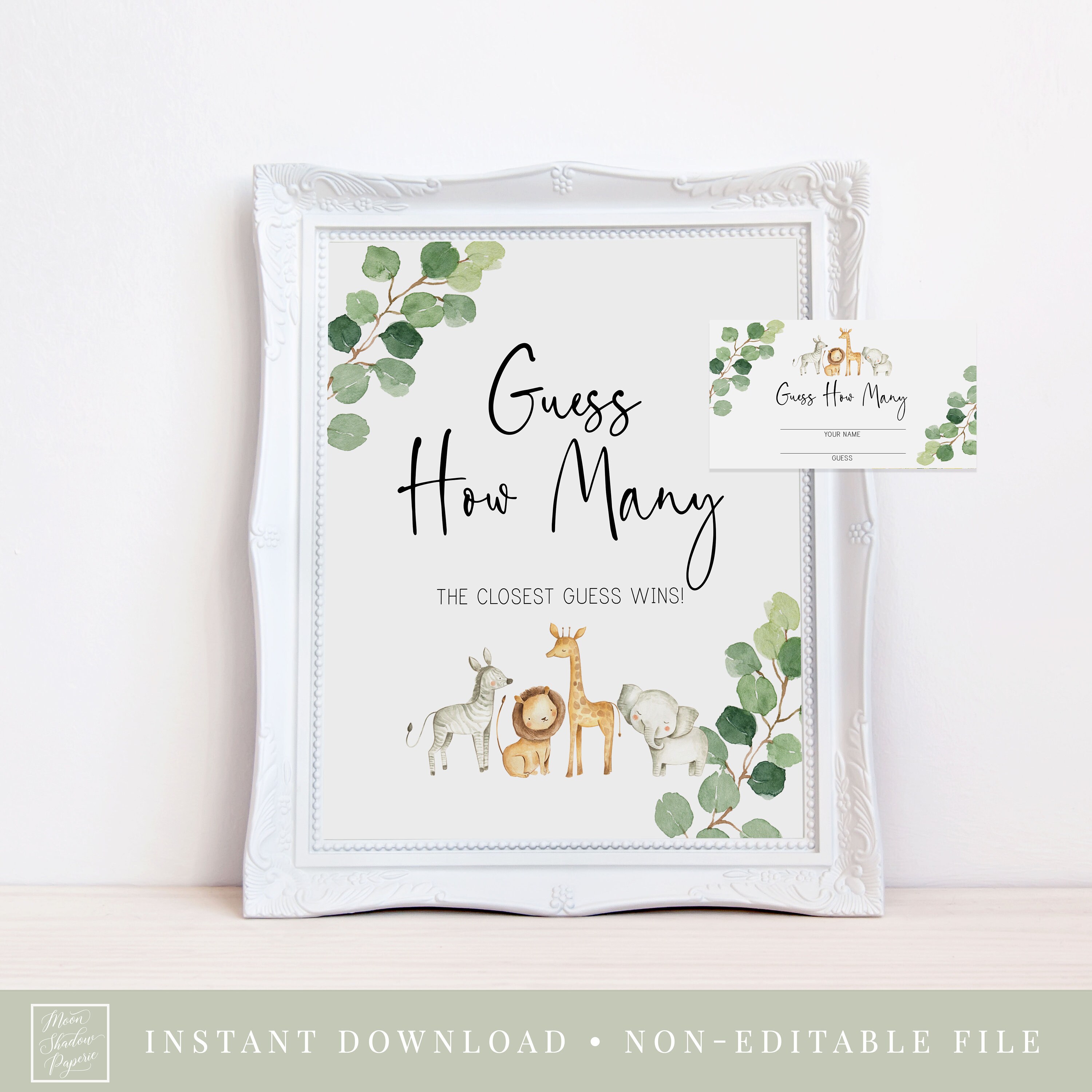 Guess How Many Sign and Cards // Jungle Animals Safari - Etsy