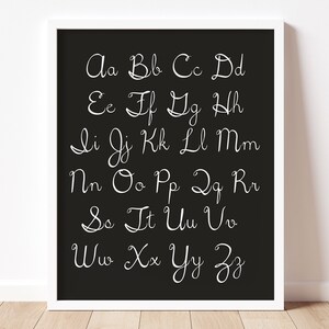 Cursive Alphabet Chalkboard Wall Print // Printable Kids Wall Art, Wall ...