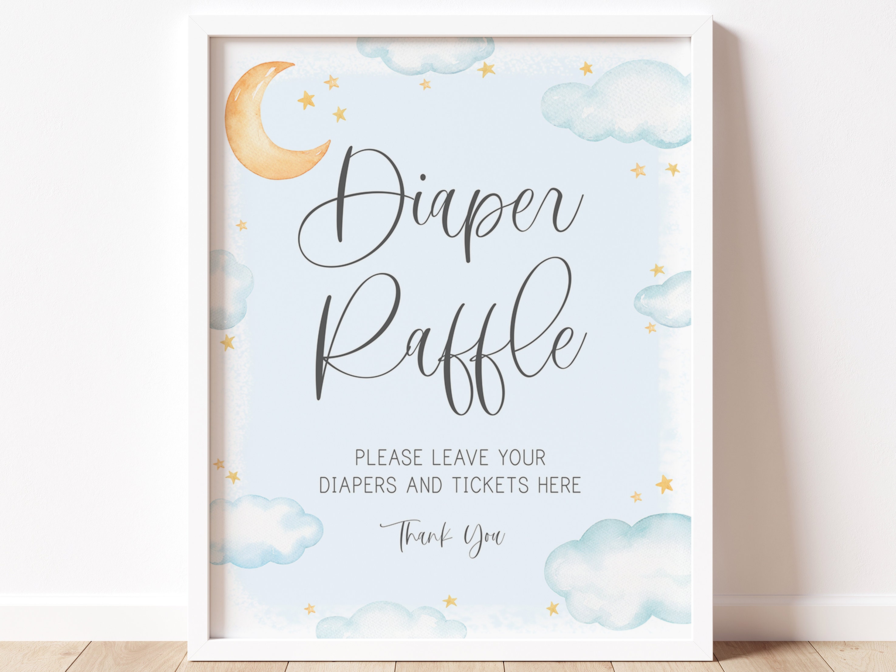 Diaper raffle sign // twinkle baby shower sign moon and | Etsy