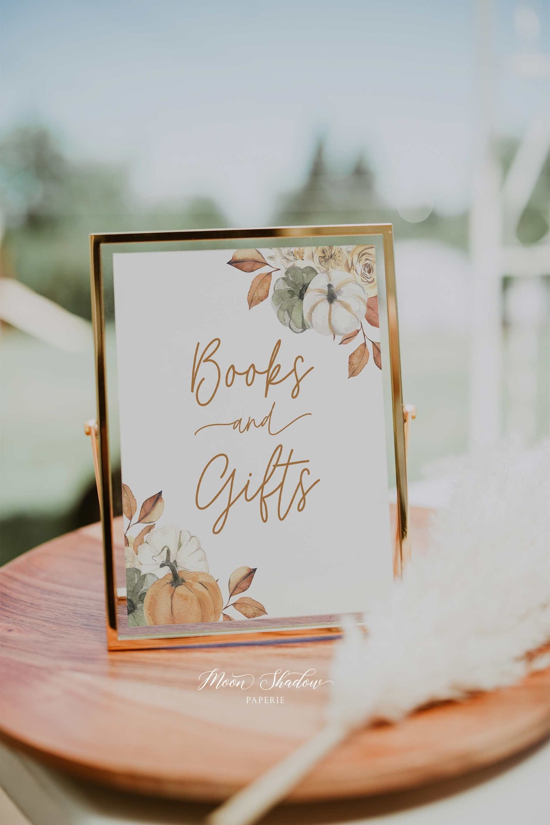Printable Books and Gifts Sign // Fall Baby Shower, Pumpkin, Fall ...