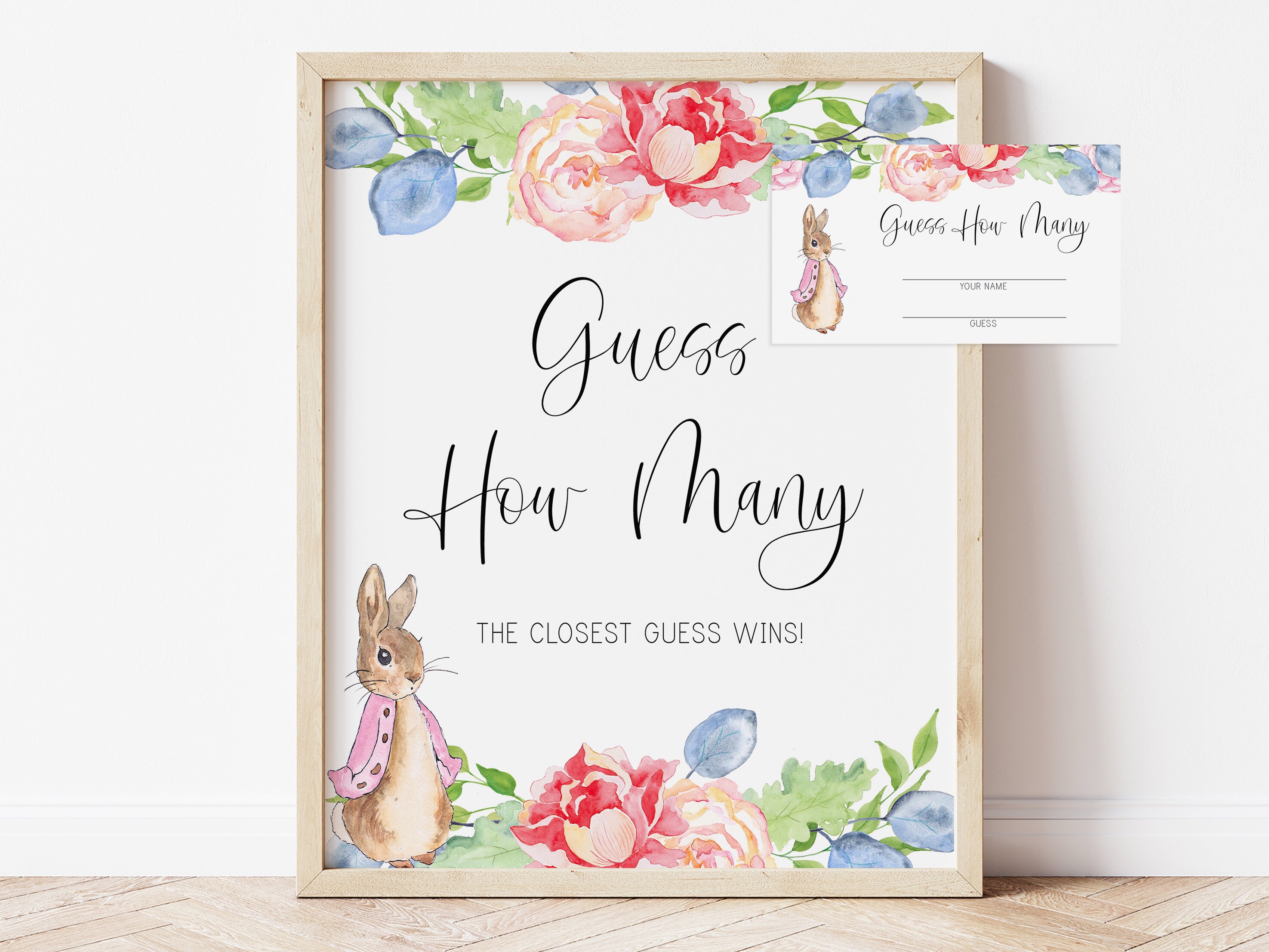 Guess How Many Game // Peter Rabbit Baby Shower Pink Peter | Etsy