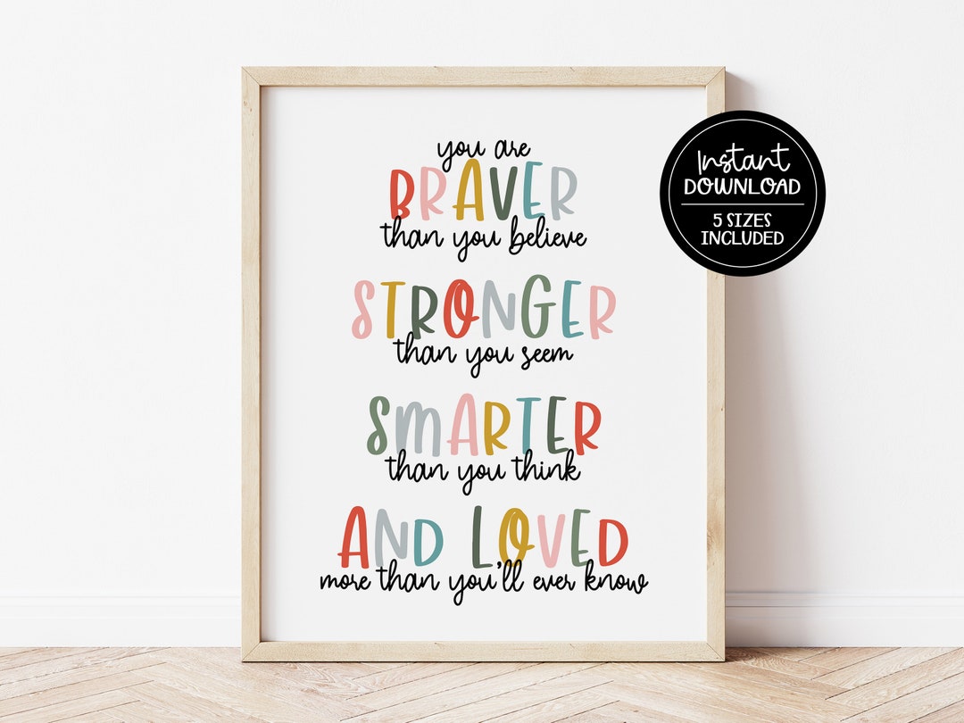 You Are Braver Than You Believe Wall Print // Printable Kids Wall Art ...