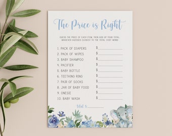 Elephant Baby Shower Game Name the Baby Animals Blue Boy - Etsy