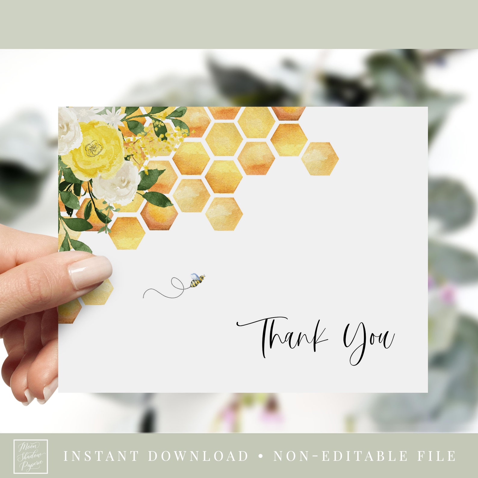 Printable Flat A2 Size Thank You Card // Bee Thank You Card - Etsy