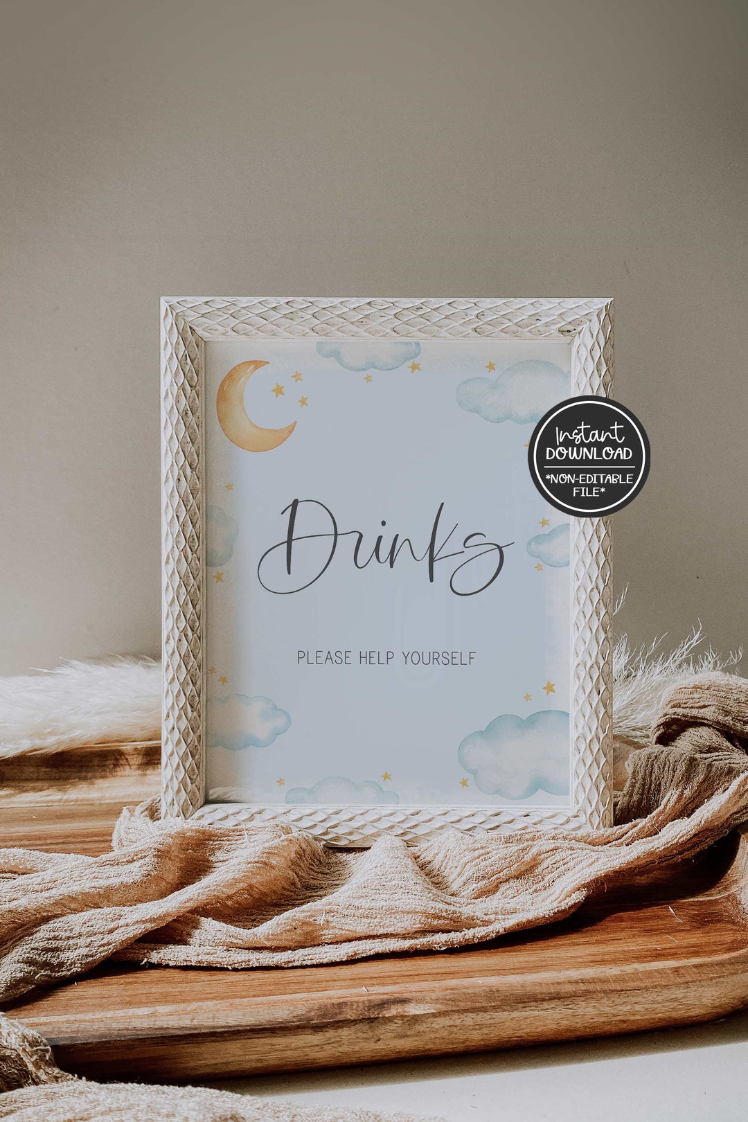 Drinks Table Sign // Twinkle Baby Shower Sign, Moon and Stars, Twinkle ...