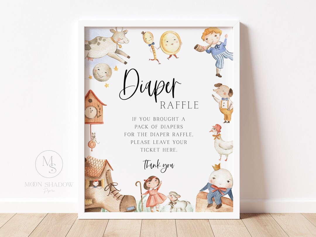 Diaper Raffle Sign // Nursery Rhyme Baby Shower Gender - Etsy