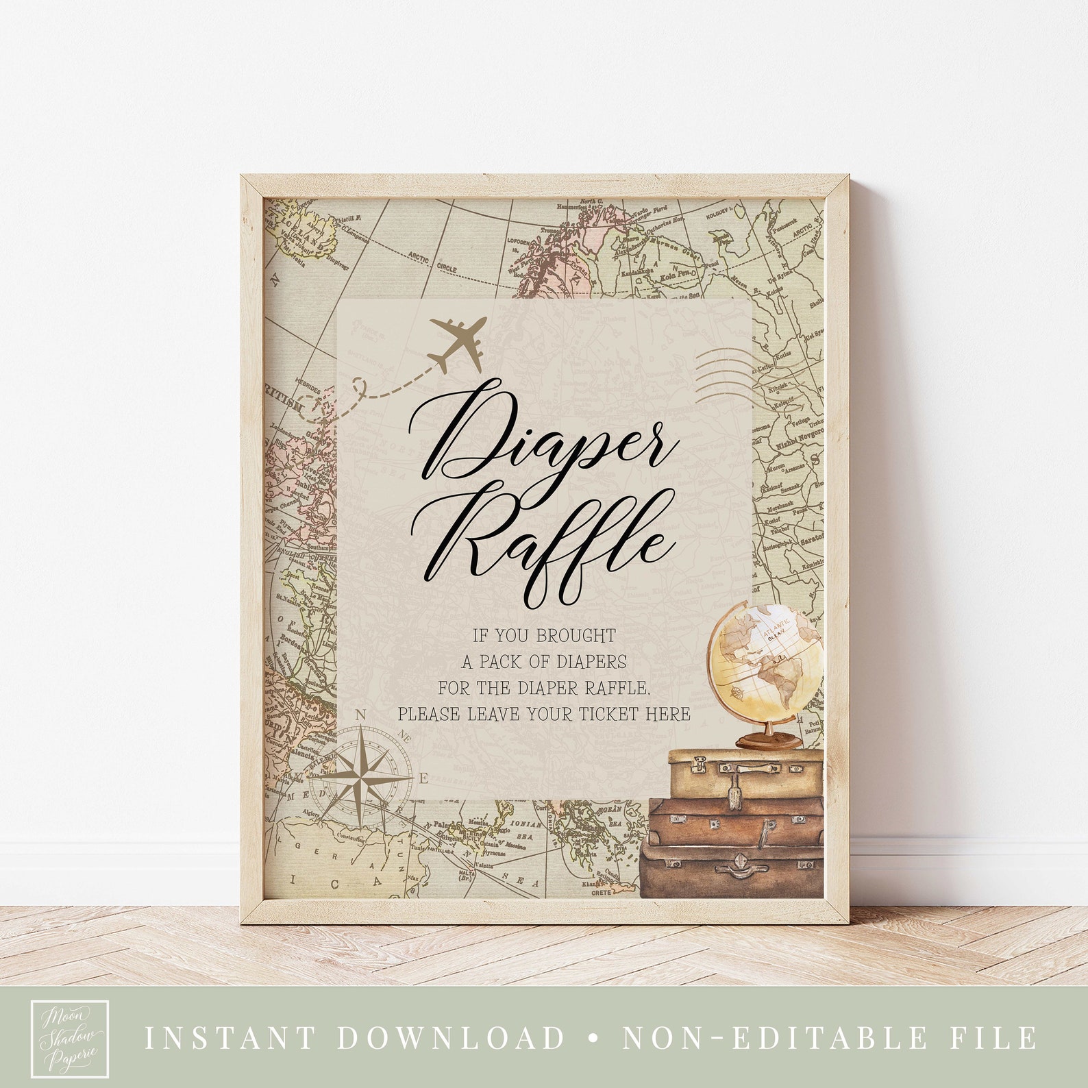 Diaper Raffle Sign // Travel Baby Shower Luggage Suitcase - Etsy