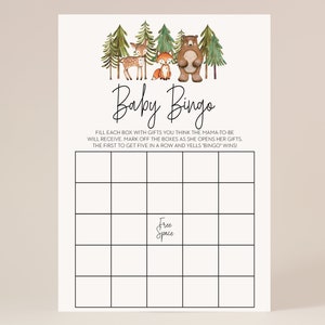 Baby Bingo Game // Woodland Baby Shower, Woodland Animals, Gender ...