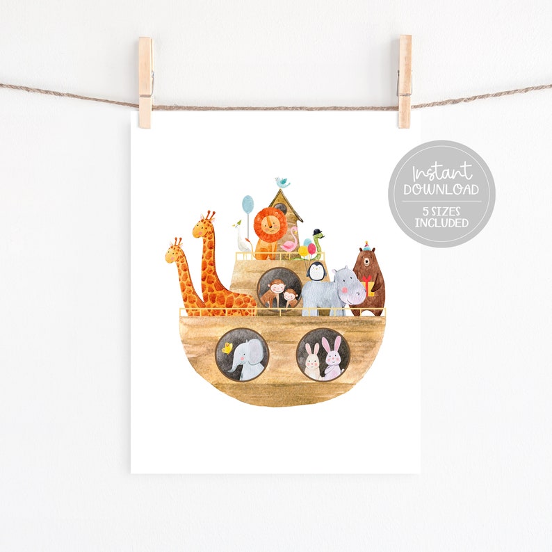 Ark Animals Nursery Wall Art Print // Printable Kids Wall Art, Wall ...