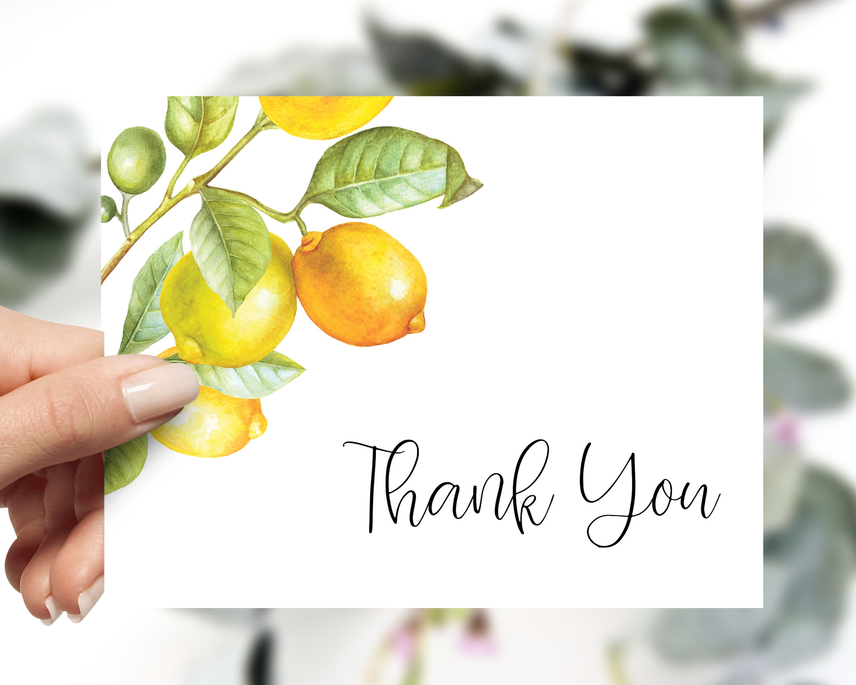 Printable flat thank you card // lemon bridal shower lemons | Etsy