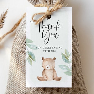 Thank You Favor Tag // Woodland Theme, Bear, Woodland Animal, Printable ...