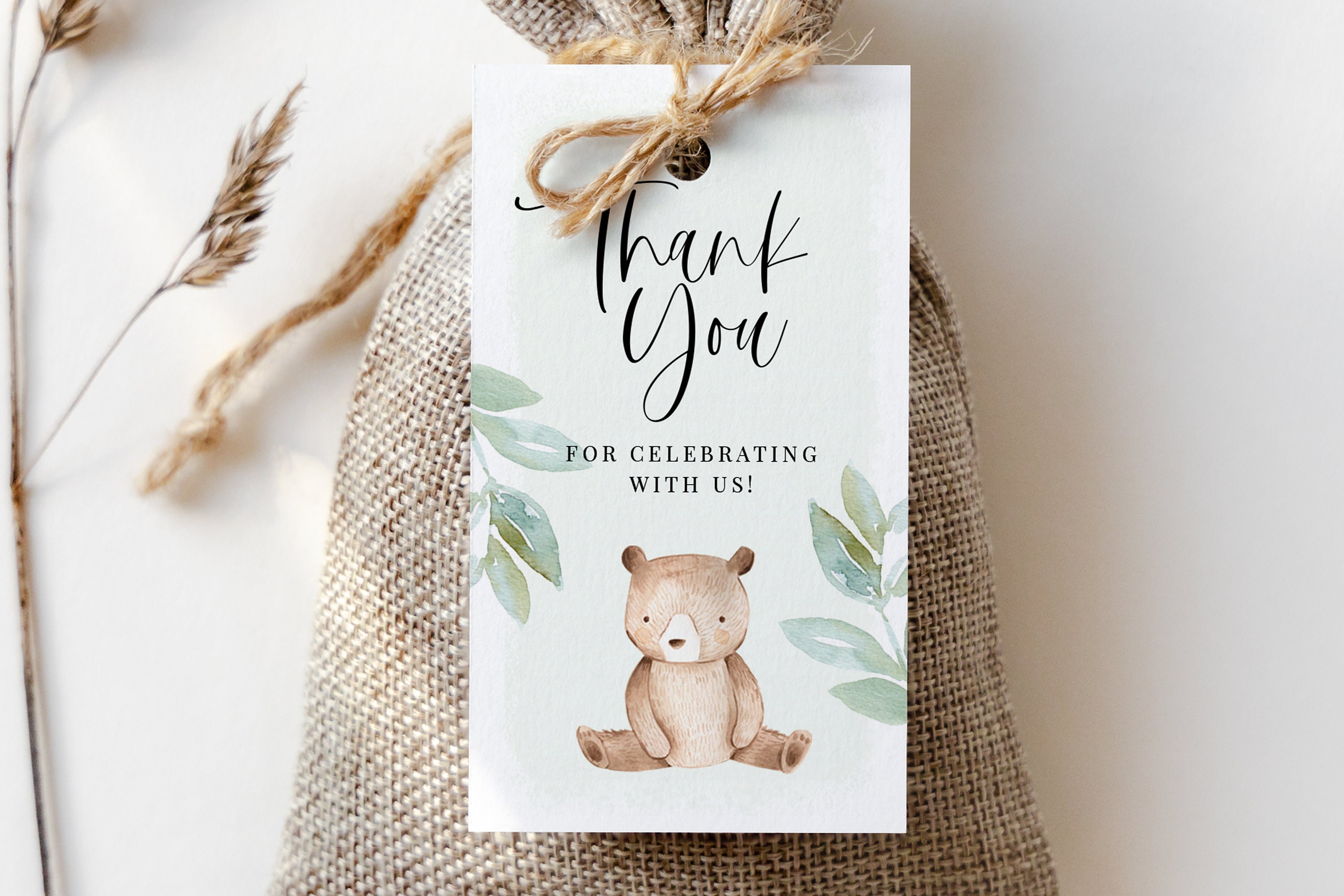 Thank You Favor Tag // Woodland Theme Bear Woodland Animal - Etsy