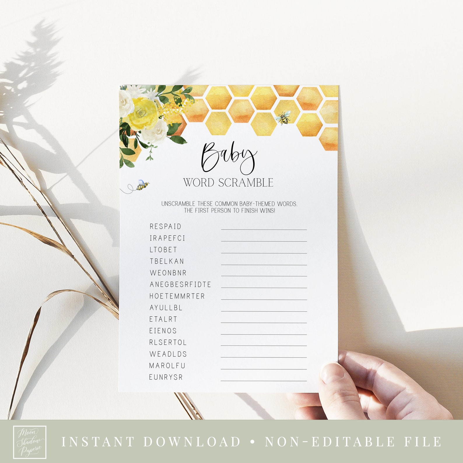 Baby Word Scramble Game // Bee Baby Shower Bee Theme Baby - Etsy