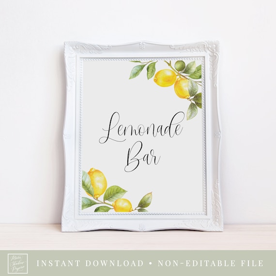 Lemonade Bar Sign // Lemon Bridal Shower Baby Shower Lemons - Etsy