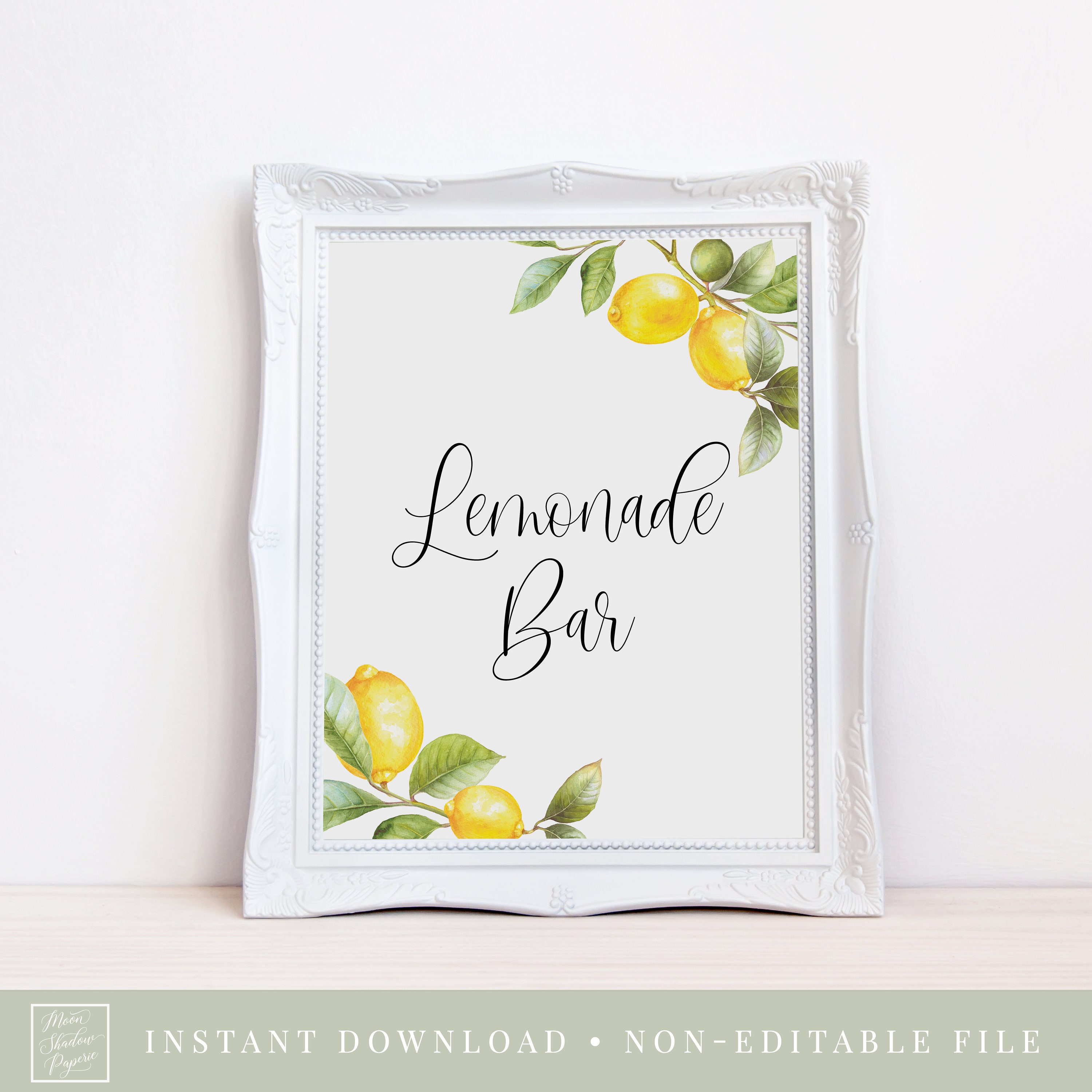 Lemonade Bar Sign // Lemon Bridal Shower Baby Shower Lemons - Etsy