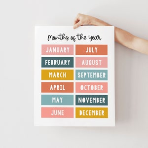 Months of the Year Printable Poster // Printable Kids Wall Art, Nursery ...
