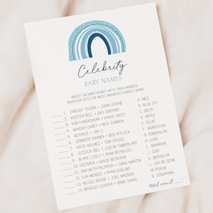 Celebrity Baby Names // Blue Rainbow Baby Shower Game, Blue Rainbow ...