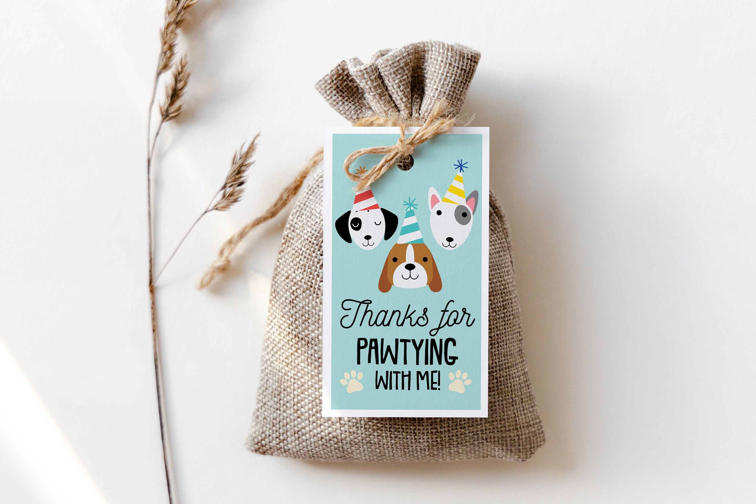 Dog birthday party favor tags // dog theme puppy pawty | Etsy