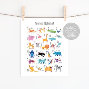 Alphabet Abc Animals Nursery Wall Print // Printable Kids Wall Art ...