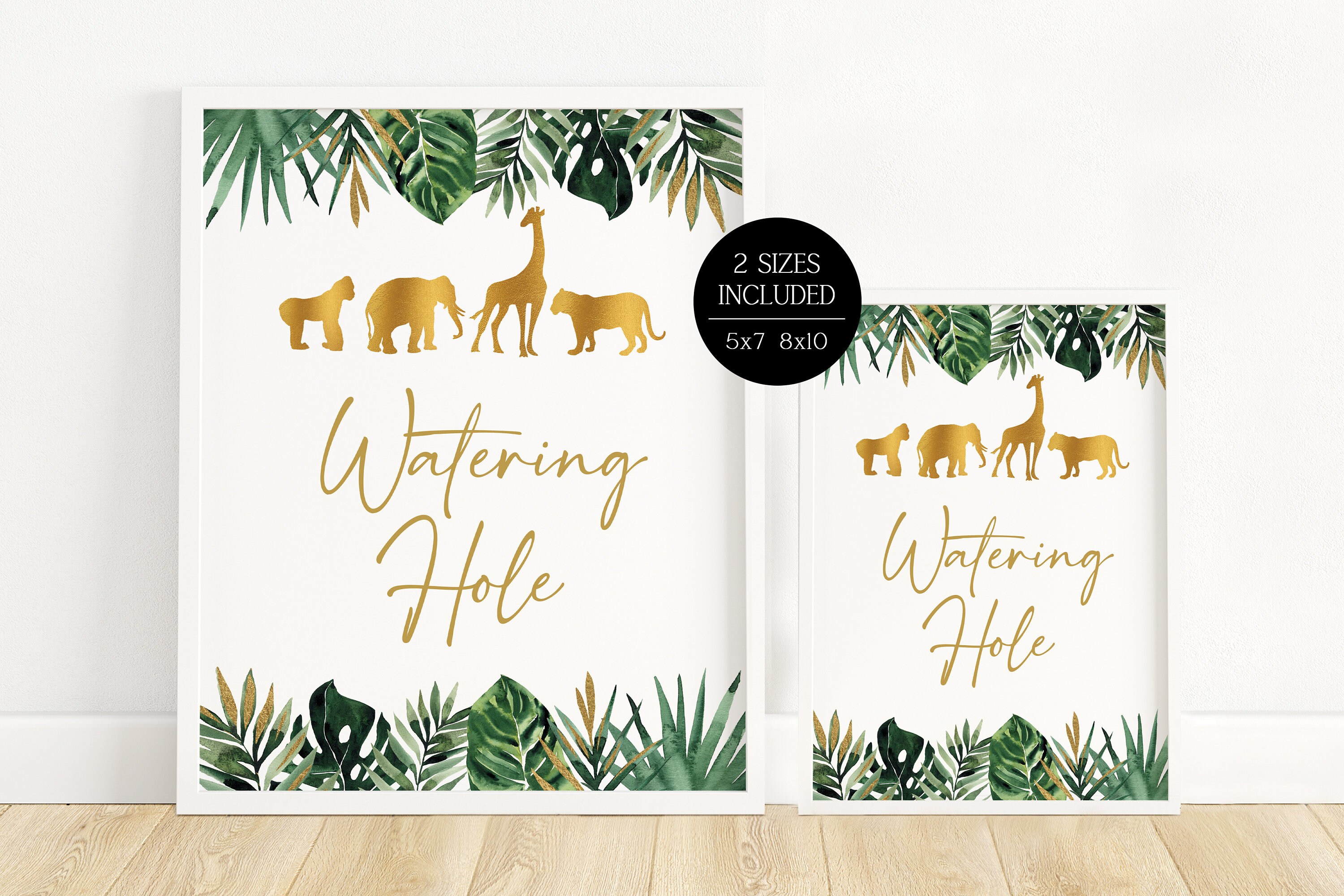 Watering Hole Sign // Jungle Baby Shower, Gold Foil, Jungle Theme ...