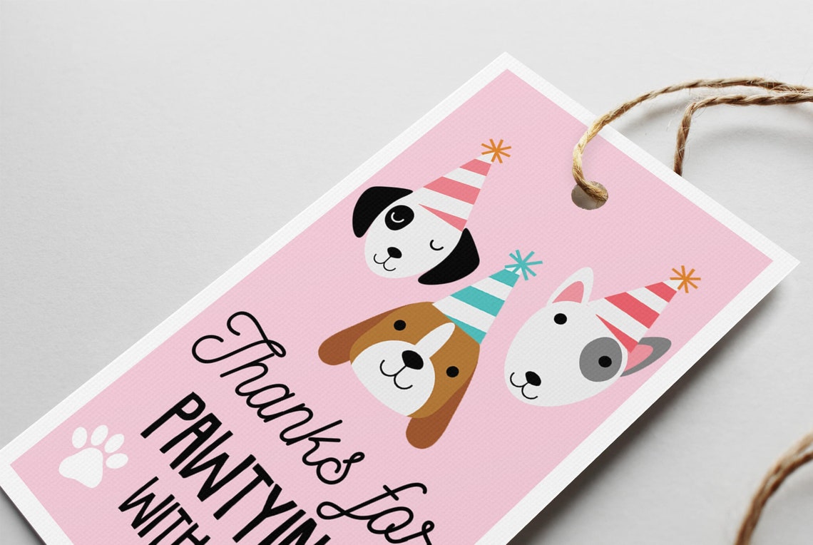 Dog Birthday Party Favor Tag // Puppy Pawty Birthday Girl - Etsy