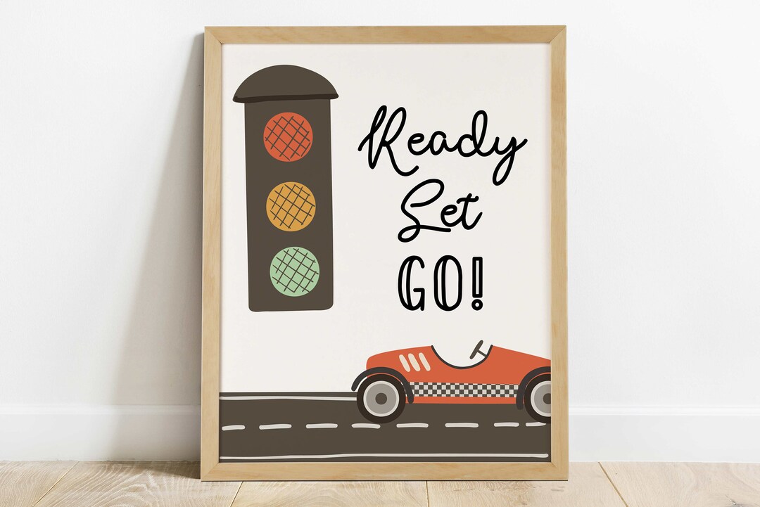 Ready Set Go Sign // Vintage Race Car Birthday Party, Car Theme, Two ...